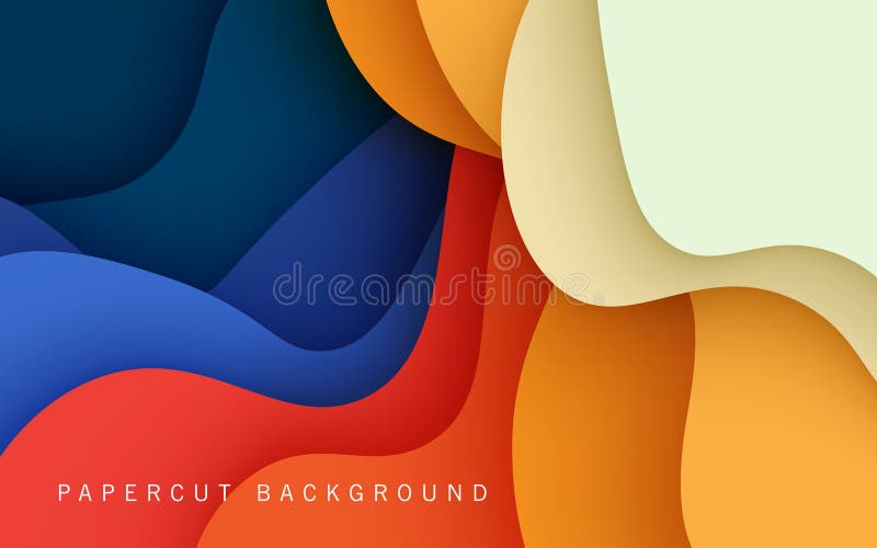 Abstract Blue, Yellow Red Liquid Color Papercut Wavy Layers Background ...