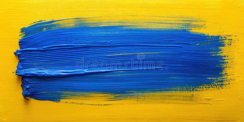 Abstract Blue and Yellow Paint Texture Swirl on Canvas. Generative AI ...