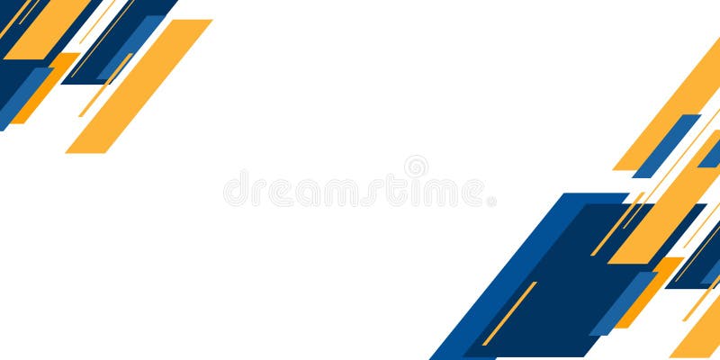 Abstract Blue and Yellow Rectangle Line Shapes Decoration on White ...