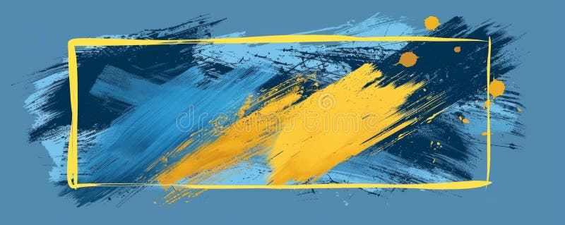 Abstract Blue and Yellow Rectangular Frame Background with Dynamic ...