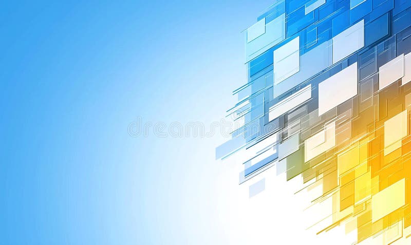 Abstract Blue and Yellow Squares on Gradient Background for Modern Tech ...