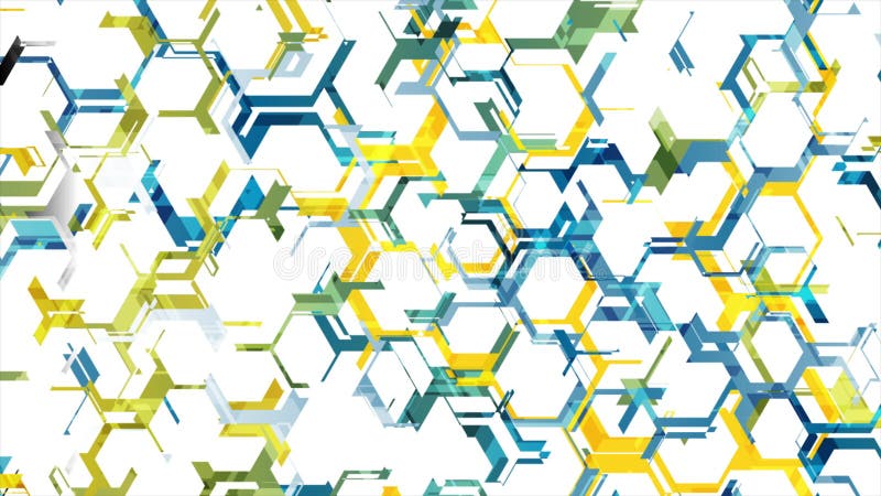Abstract Blue Yellow Tech Hexagonal Pattern Motion Background Stock ...