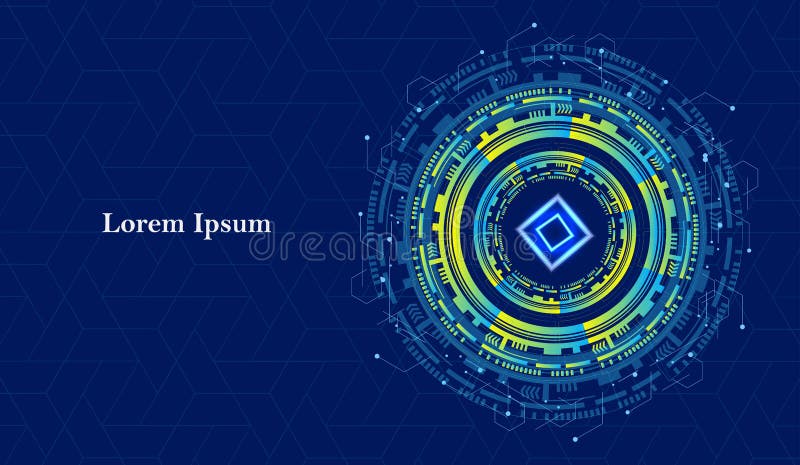 Abstract Blue Yellow Technology Circle, Futuristic Pattern, Geometric ...