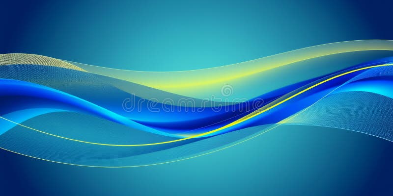 Abstract Blue and Yellow Waves on a Blue Background Stock Illustration ...