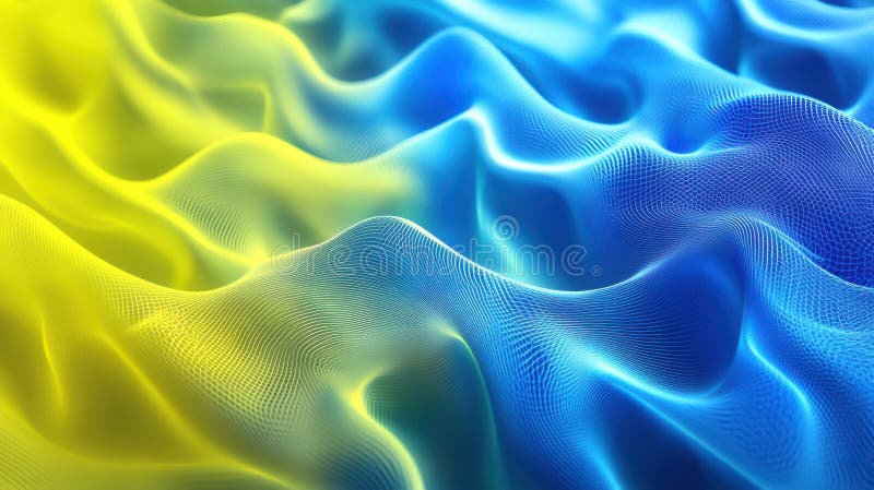 Abstract Blue and Yellow Waves Creating a Vibrant Optical Illusion ...
