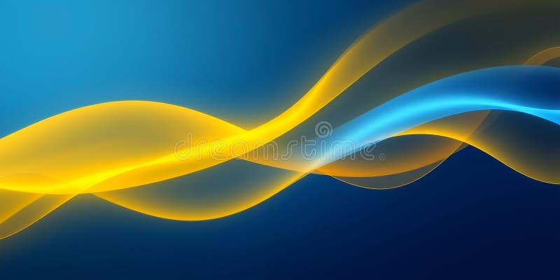Abstract Blue and Yellow Waves on a Dark Background Stock Illustration ...