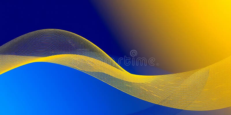 Abstract Blue and Yellow Wavy Lines Background Stock Illustration ...