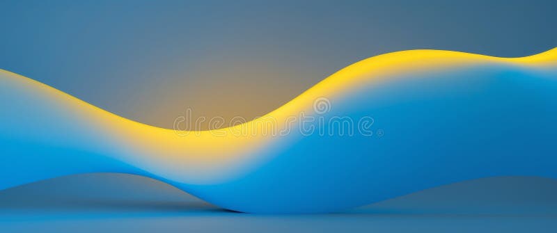 Abstract Blue and Yellow Wavy Shape on a Gray Gradient Background ...