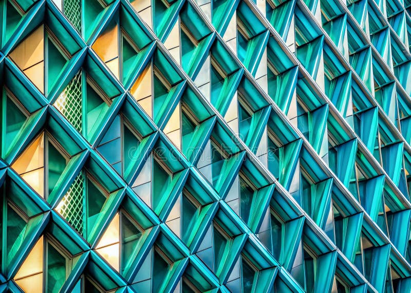 Abstract BlueGreen Architectural Pattern Exploring the Modern Facade ...