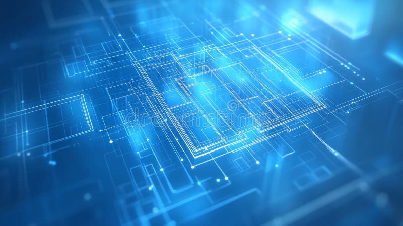 Abstract Blueprint Technological Architecture, Floorplan Rendered with ...
