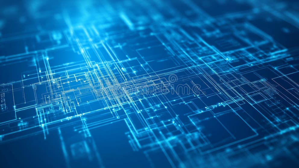 Abstract Blueprints Glowing Lines Represent Architecture Plans on a ...