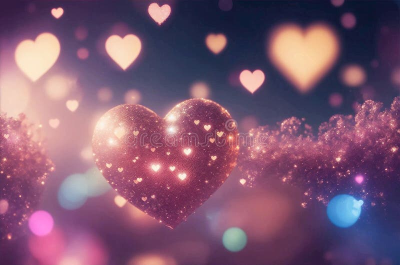 Abstract Blur Bokeh Heart Valentine Background. Generative AI. Stock ...