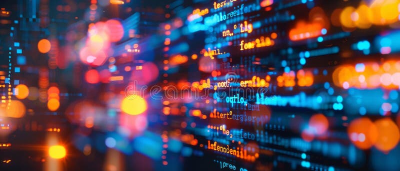 Abstract Blur of Code on a Screen Symbolizing the Rapid Flow of ...