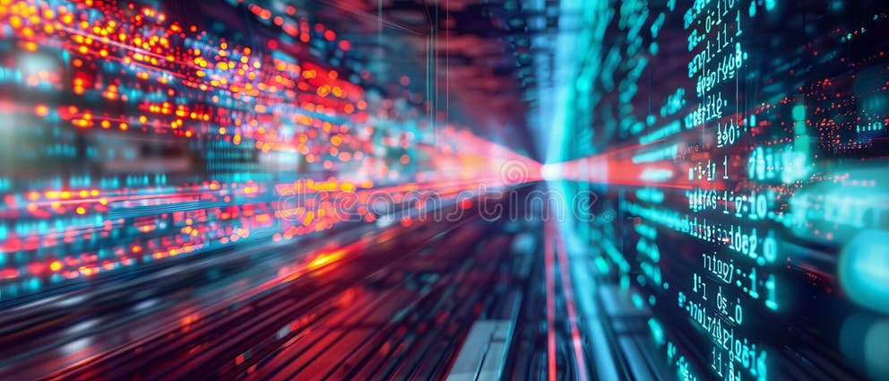 Abstract Blur of Code on a Screen Symbolizing the Rapid Flow of ...