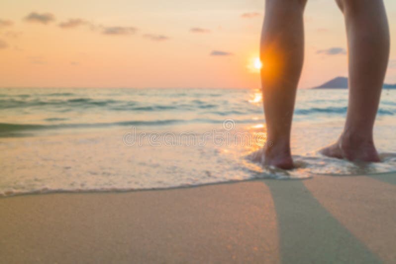 .Abstract Blur Feet on the Sand in Sunset Time Stock Image - Image of ...