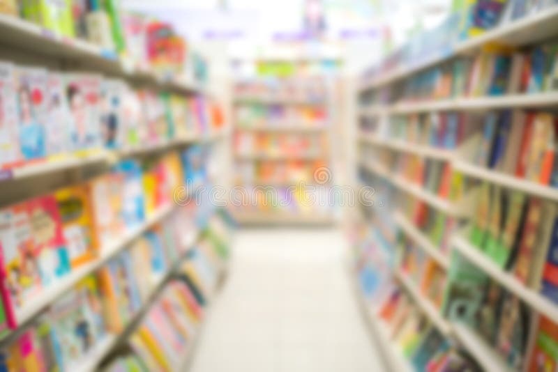 Abstract Blur of Book Store and Book Shop for Background Stock Photo ...
