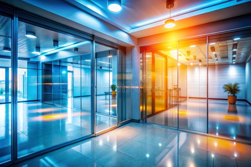 Abstract Blur Modern Interior Inside Entrance Building of Office in ...