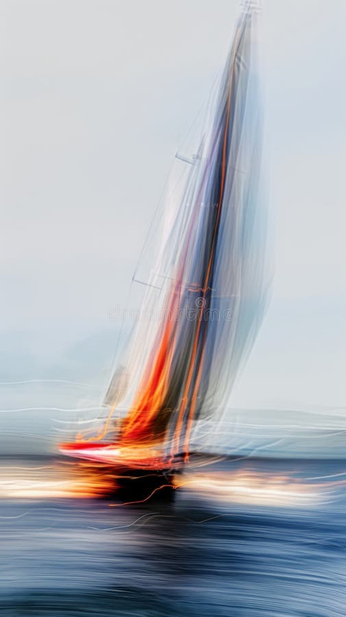 Abstract Blur of Sailing Yacht on Water Stock Illustration ...