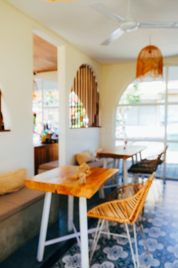 Abstract Blur Small Authentic Cafe for Background of Interior. Stock ...