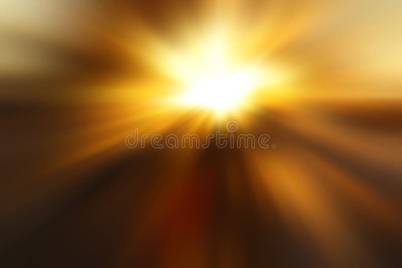 Abstract Blurred Golden Background with a Flash and Diverging Rays in ...