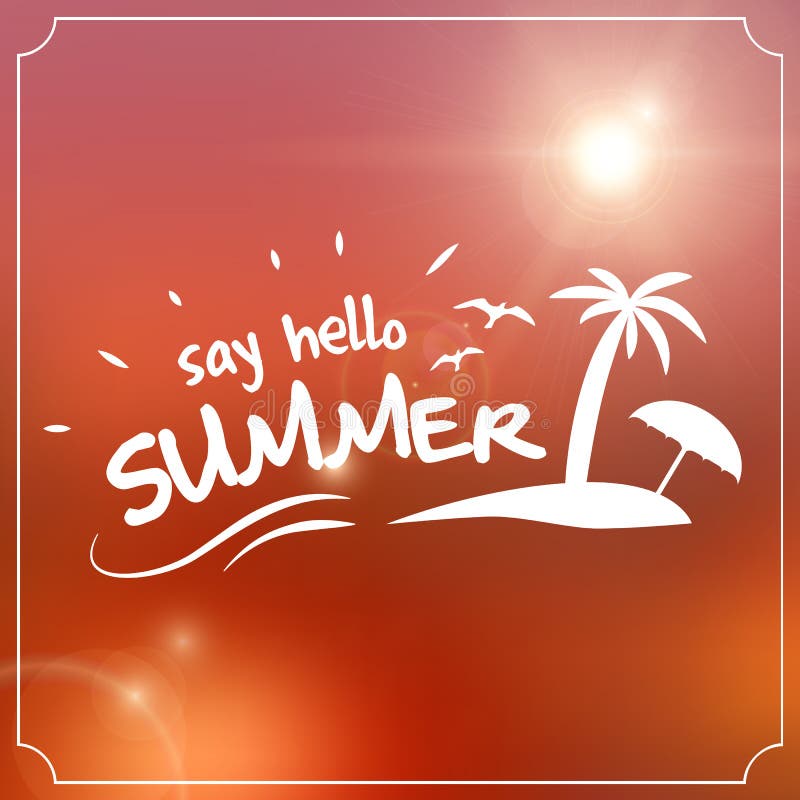 Hello Summer in Beach Seashore with Realistic Objects Stock Vector ...