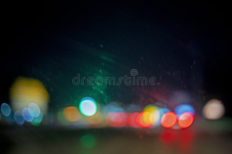 Abstract Blurred Background of Multi-colored Car Lights through the ...