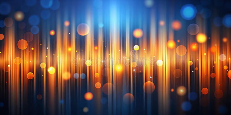 Abstract Blurred Background of Orange Spots Stripes on a Dark Blue ...