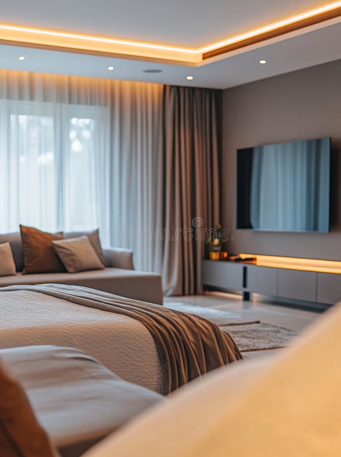 With an Abstract, Blurred Background, a Room is Shown Under ...