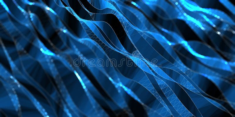 Abstract Blurred Background from Twisted Blue Lines and Grid. Chaotic ...