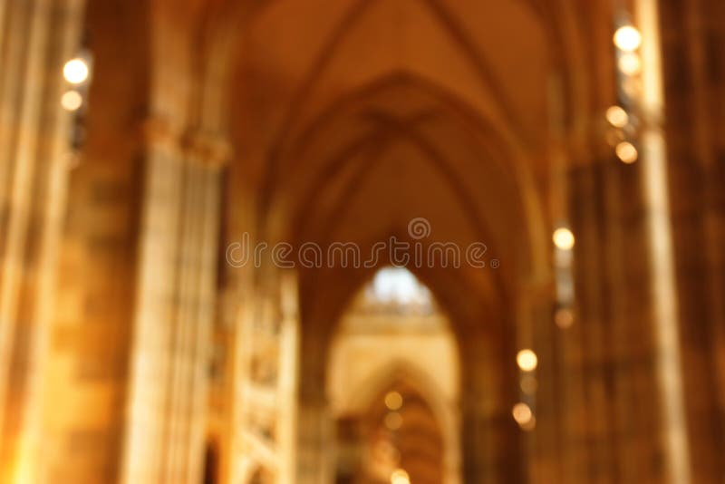 Abstract Blurred and Bokeh Background of Cathedral Inside View Stock ...