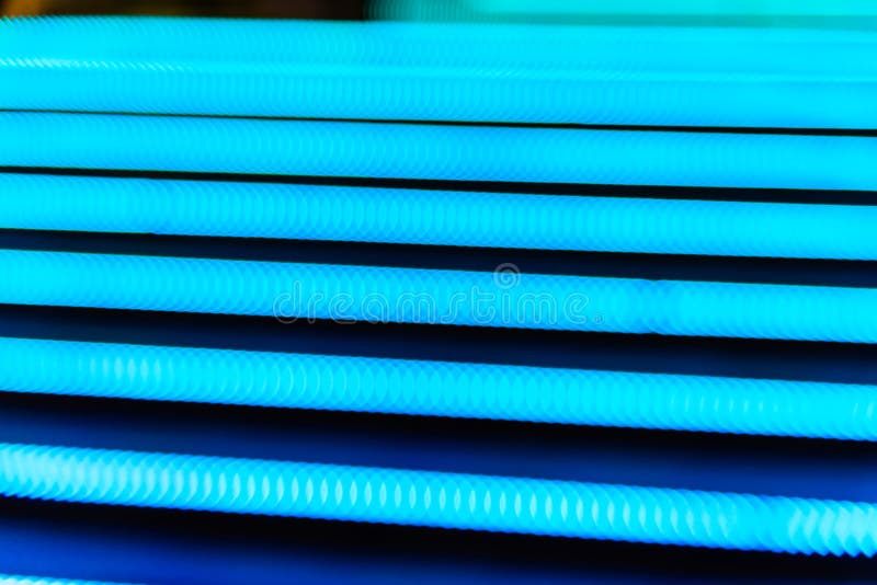 Abstract Blurred Bokeh Blue Color Lights Line Effect from Stairway ...