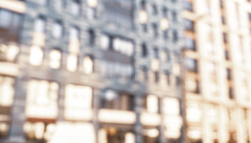 Abstract Blurred Building with Illuminated Facade Exterior at the ...