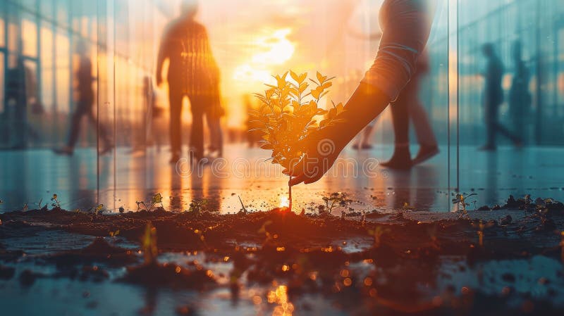 Abstract Blurred Busy Professionals in Modern Office Interior ...