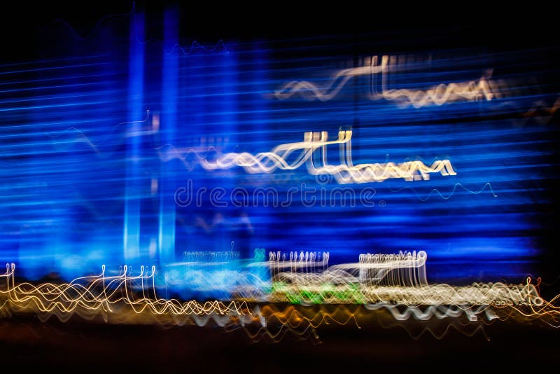 Abstract Blurred Colorful Light Effect on a Black Background. Long ...