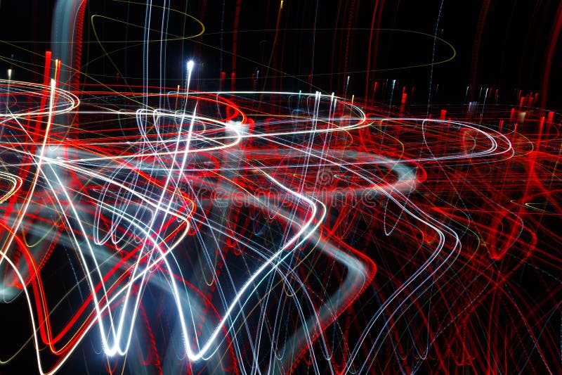 Abstract Blurred Colorful Light Effect on a Black Background. Long ...