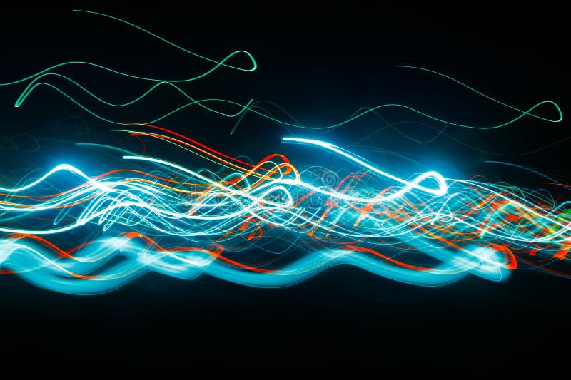 Abstract Blurred Colorful Light Effect on a Black Background. Long ...
