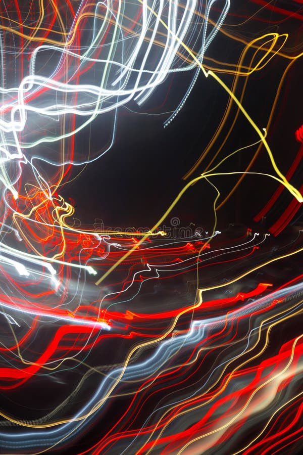 Abstract Blurred Colorful Light Effect on a Black Background. Long ...