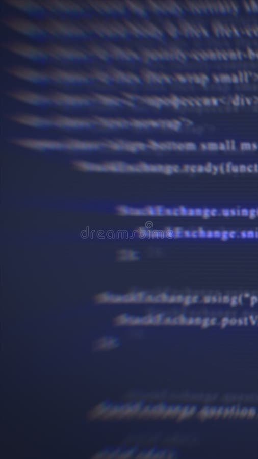 Abstract Blurred Digital Code on a Dark Screen, Representing Programming, Cybersecurity, and ...