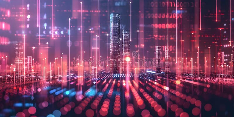 Abstract Blurred Dot and Line Design Symbolizing Advanced City Data Connectivity Technology with ...