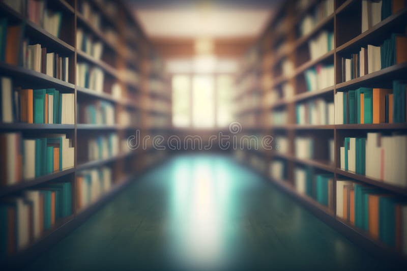 Abstract Blurred Empty College Library Interior Space Stock ...