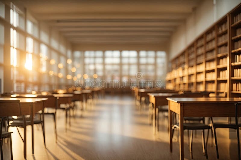 Abstract Blurred Empty College Library Interior Space. Ai Generative ...