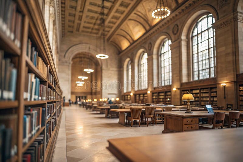 College Library, with Students Studying and Reading in the Quiet ...