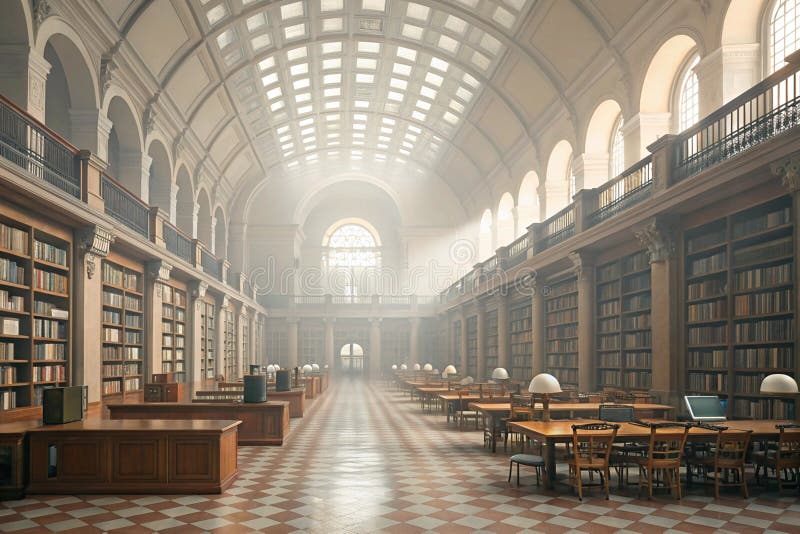 Abstract Blurred Empty College Library Interior Space. Blurry Classroom ...