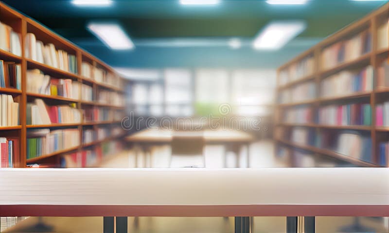 Abstract Blurred Empty College Library Interior Space, Generative AI ...