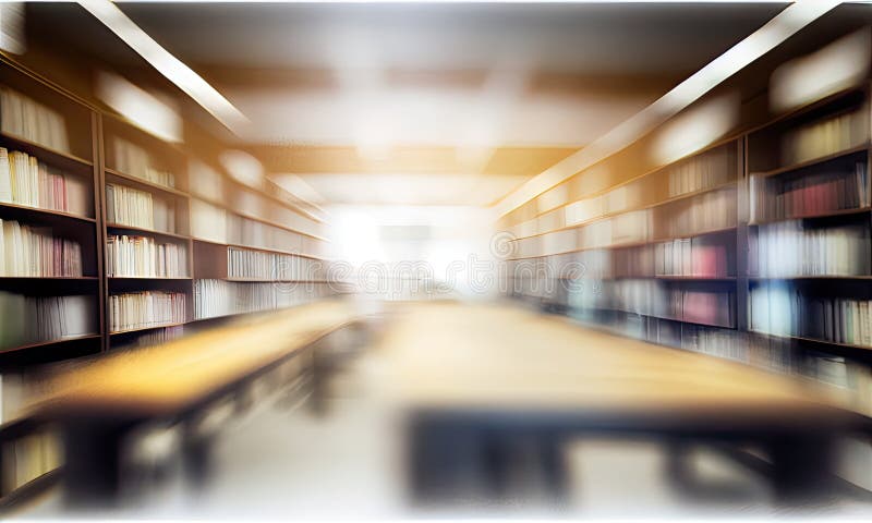 Abstract Blurred Empty College Library Interior Space, Generative AI ...
