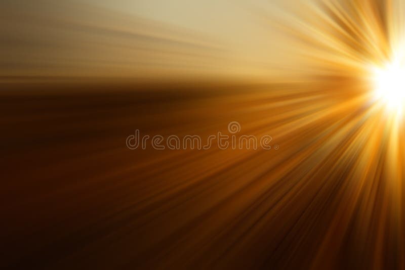 Abstract Blurred Golden Background with a Flash and Diverging Rays on ...