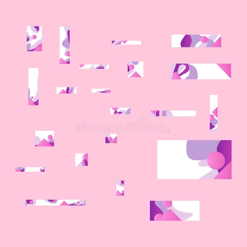 Set of pink web banners stock illustration. Illustration of template ...