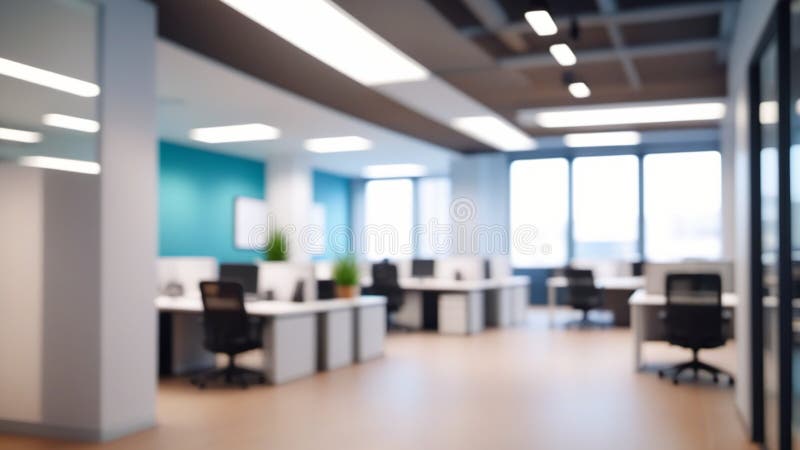 Abstract Blurred Office Interior Room Blurry Working Space with ...