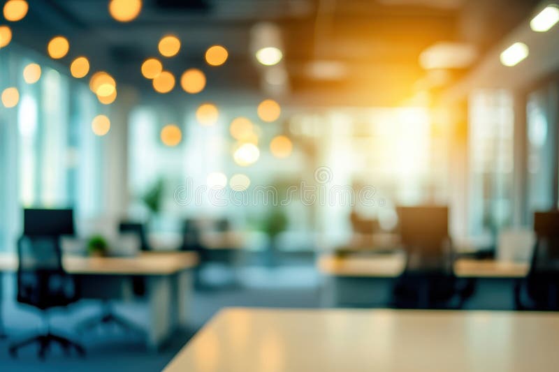 Abstract Blurred Office Interior Room. Blurry Working Space with ...