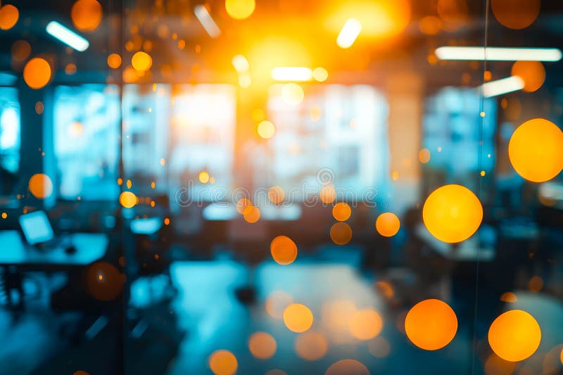 Abstract Blurred Office Interior Room. Blurry Working Space with ...